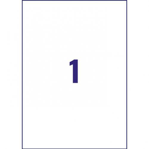 Avery Crystal Clear Labels Laser 1 per Sheet 210x297mm L7784-25