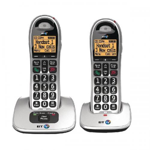 BT BT4000 Twin Big Button DECT Cordless Phone Silver/Black BT61584